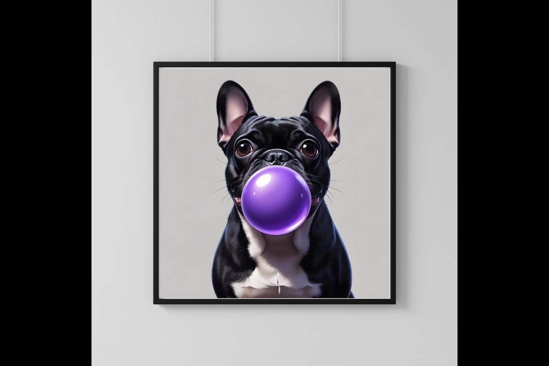 Frenchie Poster for Instant Download | Black Frenchie With Purple ...
