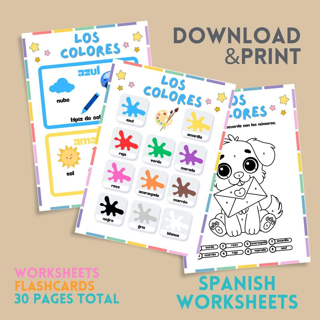 30 Pages Spanish Colors Worksheets & Flashcards | Printable PDF | Learn ...