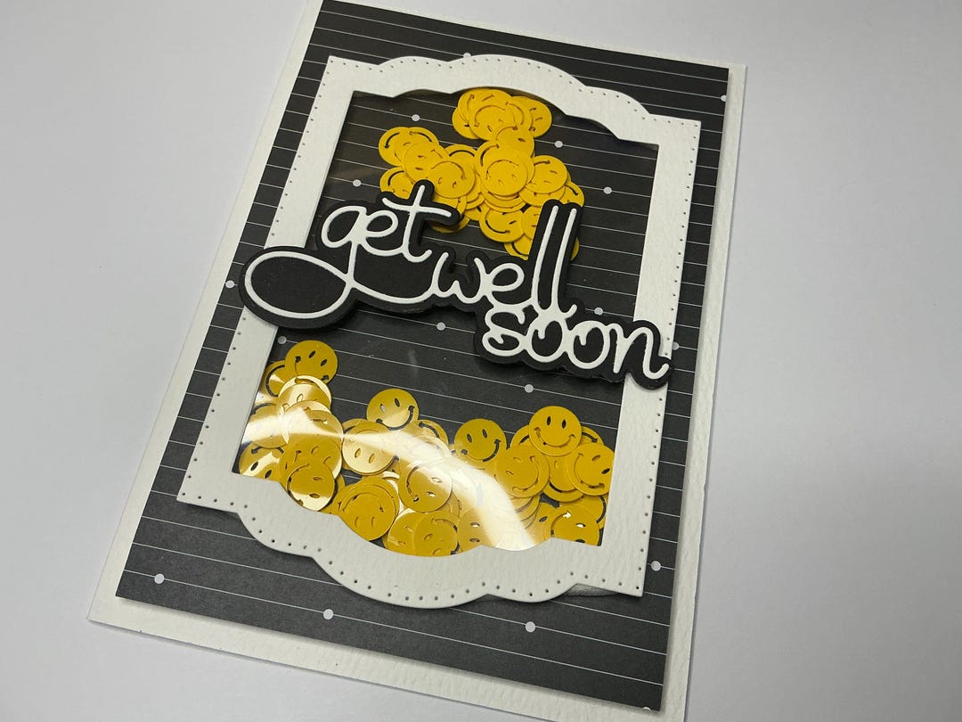 Get Well Soon SHAKER Greeting Card BLANK With Yellow Smiley Faces ...