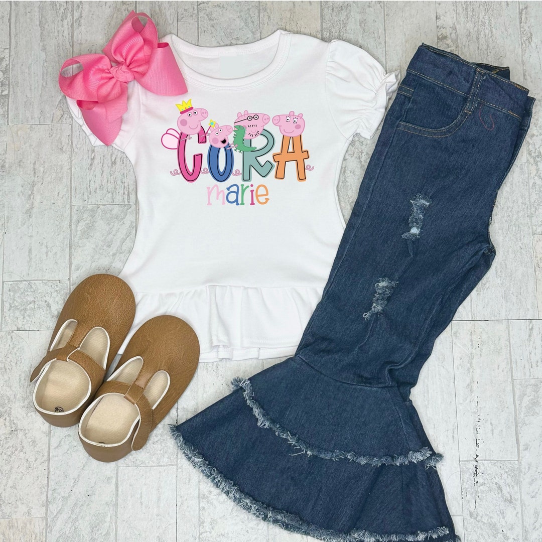 Pig Name Shirt Ruffle Girl Birthday Vacation Beach - Etsy
