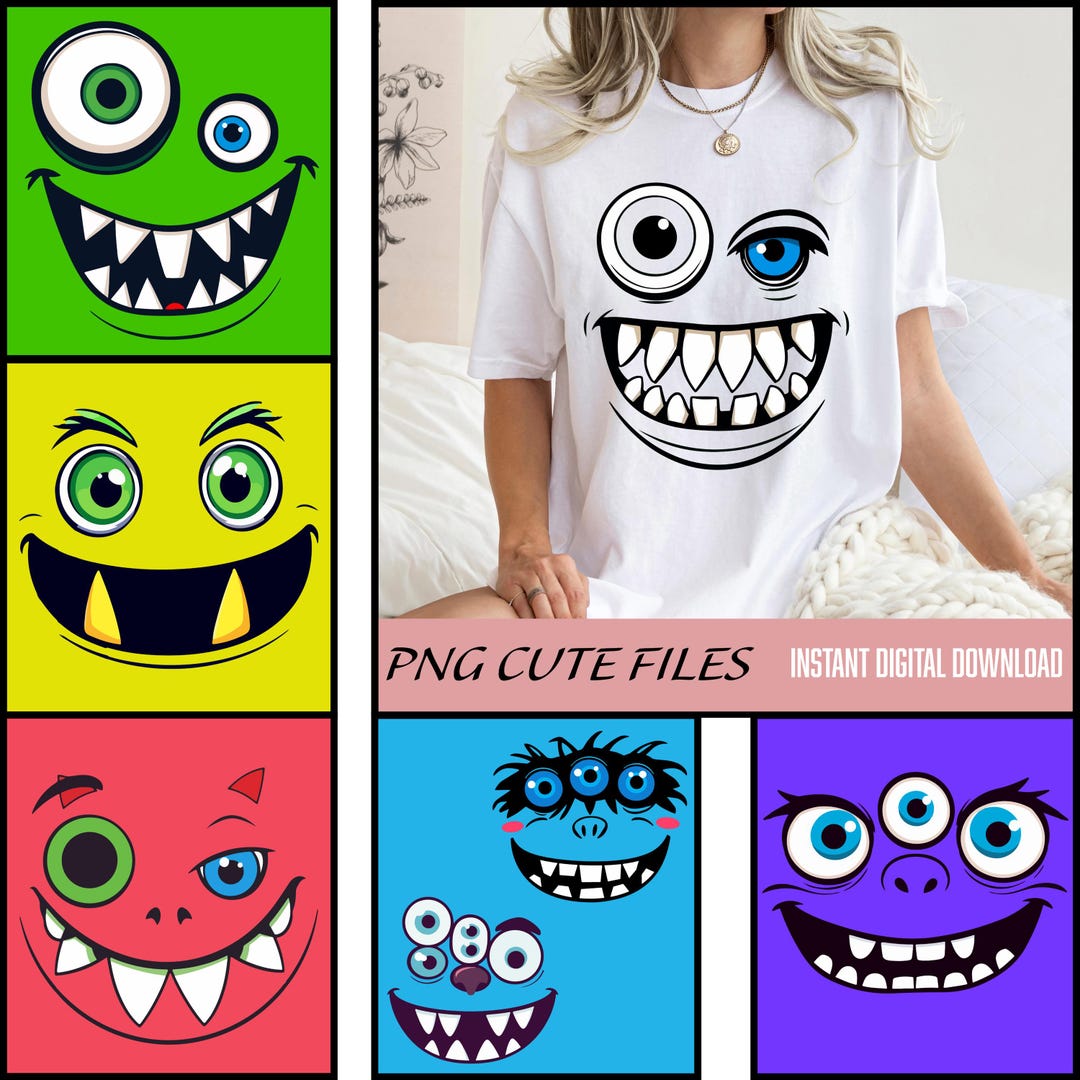 Silly Monster Face Costume PNG Bundle, Funny Monster Eyes Mouths ...