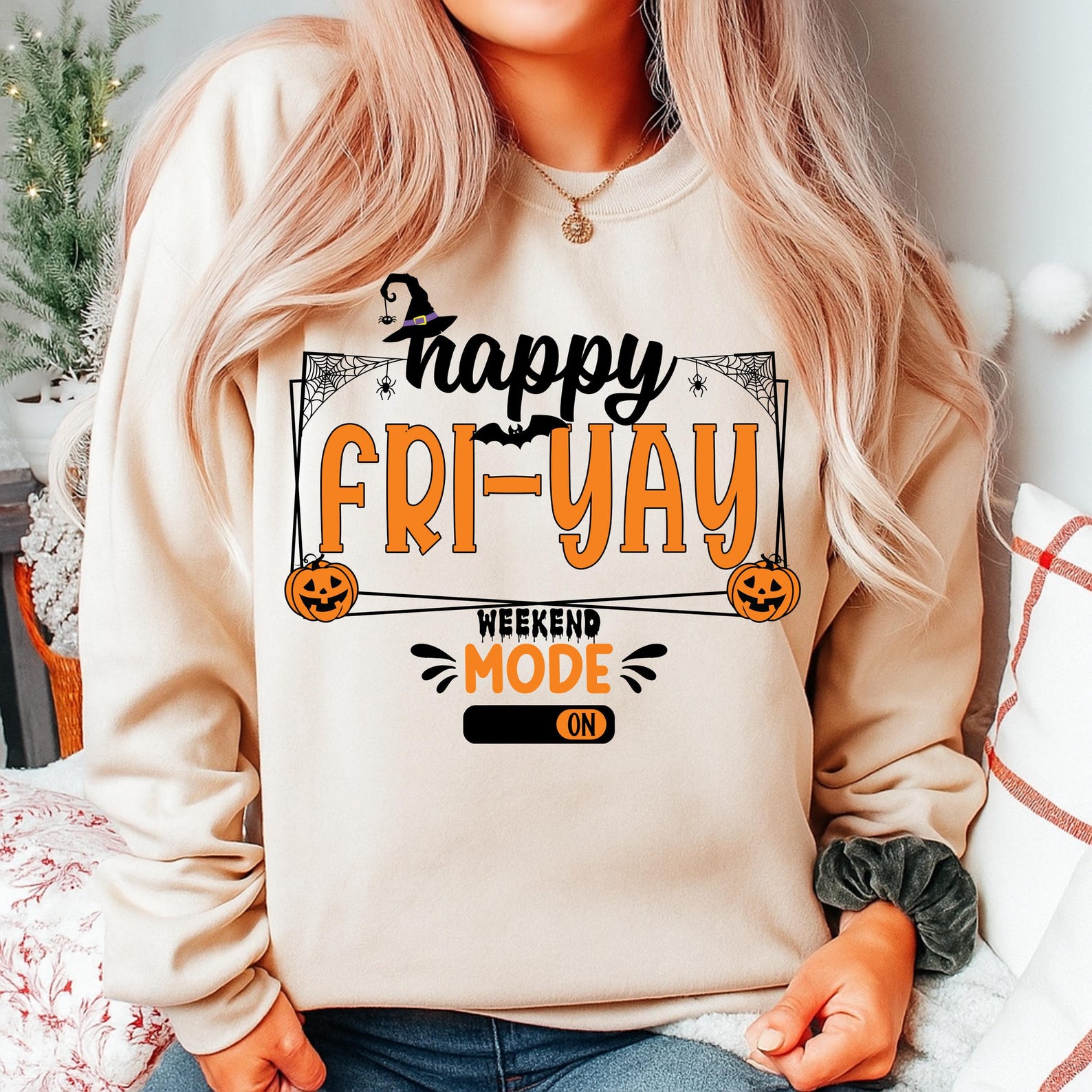Happy Fri-yay Mode on PNG | Fall Friday Quote With Pumpkins & Leaves ...