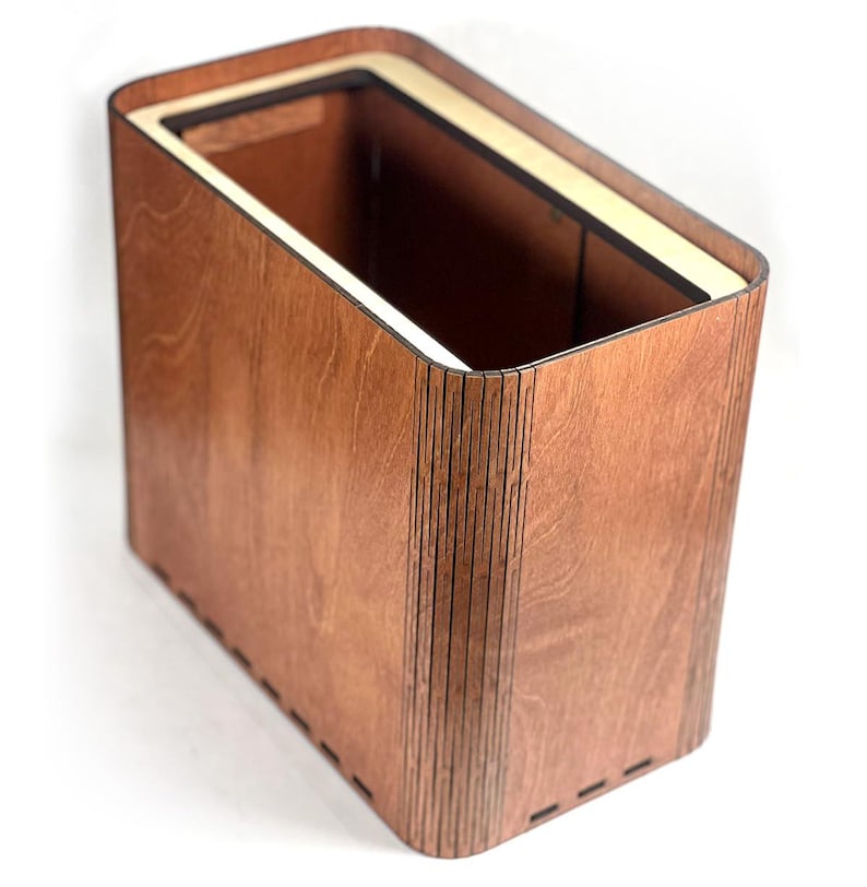 Premium Slim Wooden Trash Can: Modern Waste Paper Basket and Garbage ...