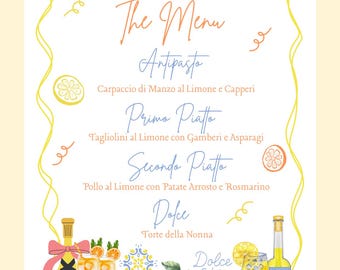 Italian Themed Menu Template - Etsy Canada
