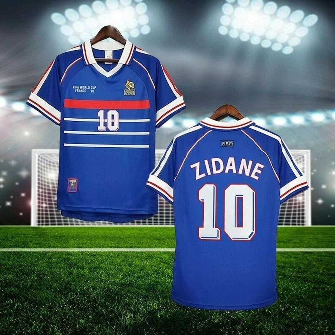 France 1998 World Cup Retro Home Jersey Men Adult, Soccer Jerseys ...