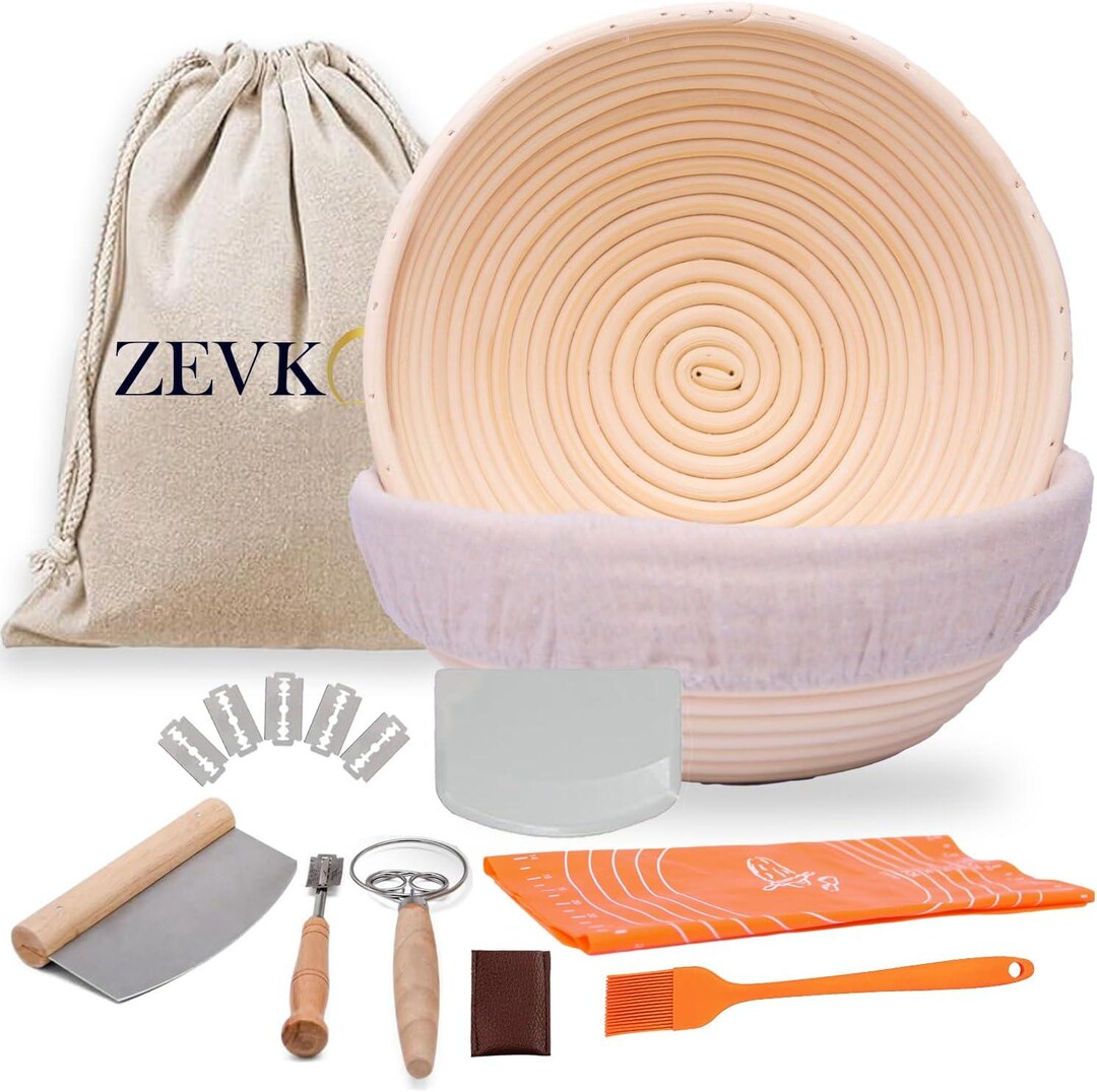 Sourdough Starter Kit: 11-piece Bread Baking Set With Banneton Baskets ...