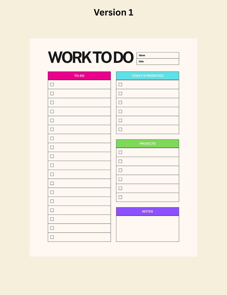 Printable To-do List for Work - Etsy