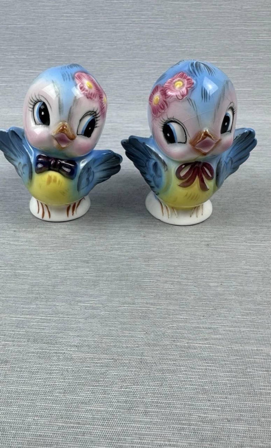 Vintage 50s Lefton Bluebird Figurines Porcelain Salt & Pepper Shakers ...