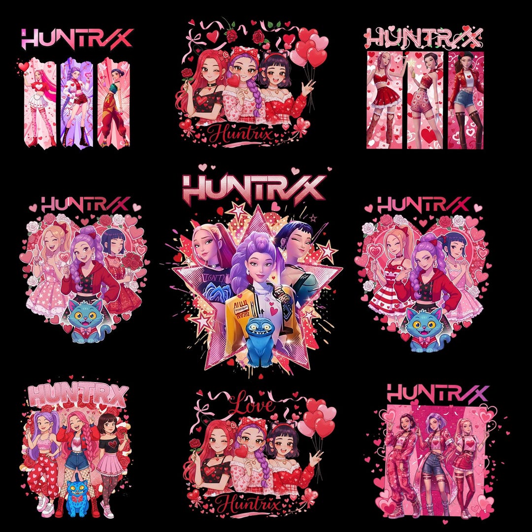 Valentine Kpop Huntrix PNG, Huntrix Pink Valentine PNG, Valentine Demon ...