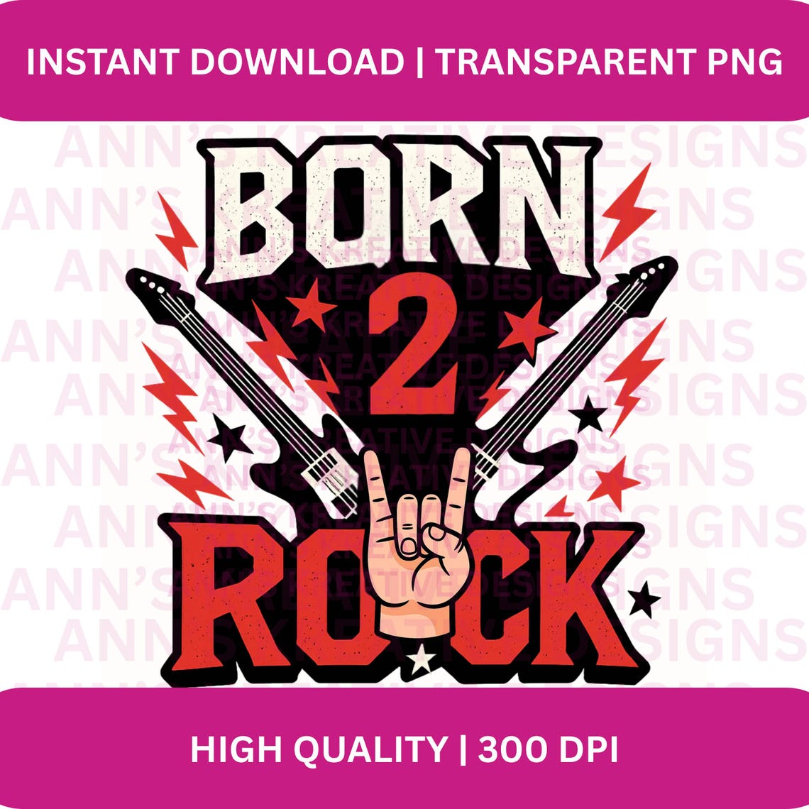Born to Rock 2nd Birthday PNG Designs: Baby Onesie & Toddler Tee ...