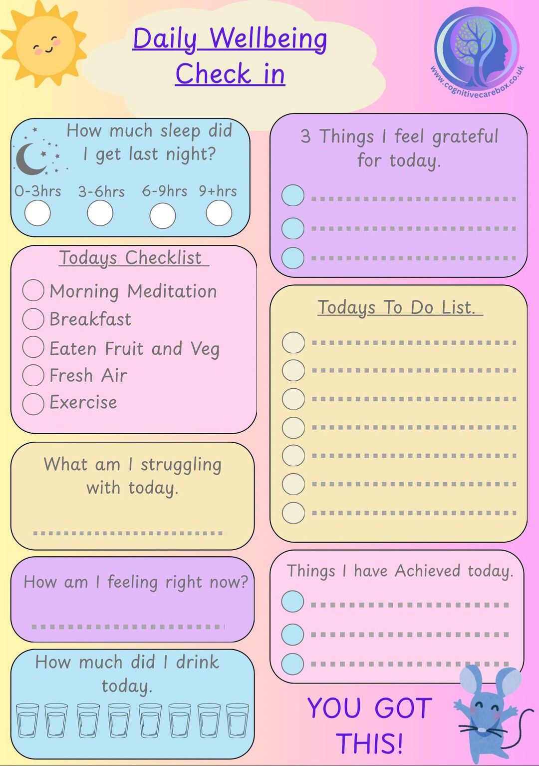Well-being Daily Check in Notepad - Etsy