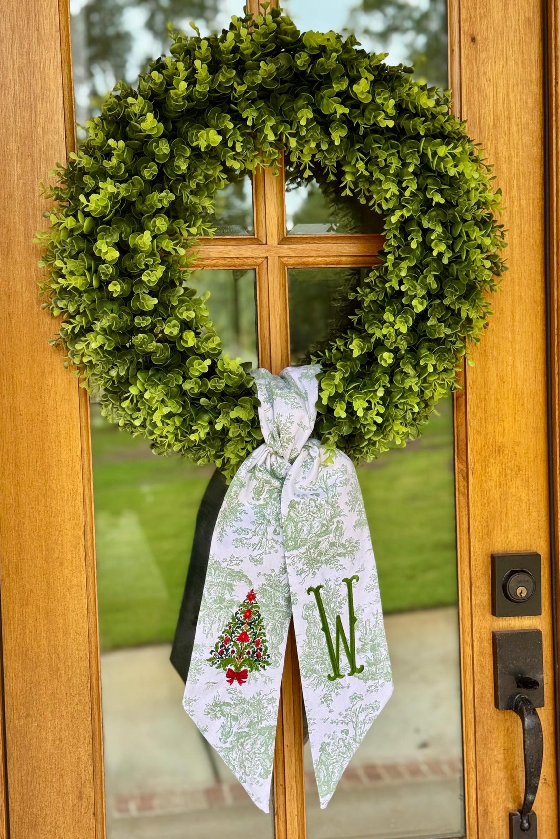 Christmas Tree Wreath Sash. Toile Sash. Personalized Christmas Decor ...