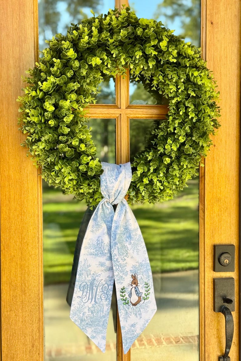 Peter Rabbit Wreath Sash. Blue Toile Sash - Etsy
