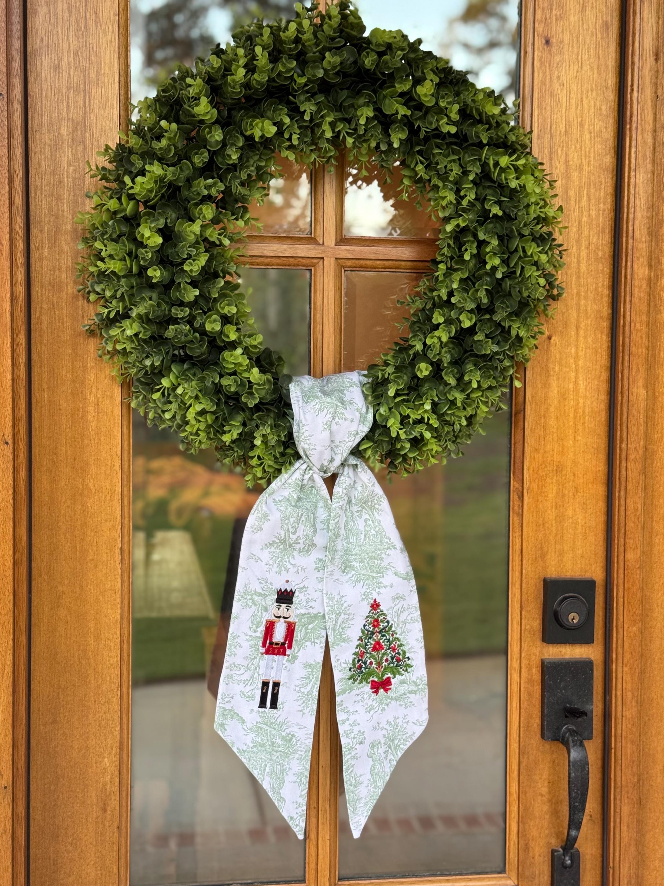 Nutcracker and Christmas Tree Wreath Sash. Toile Sash. Personalized ...