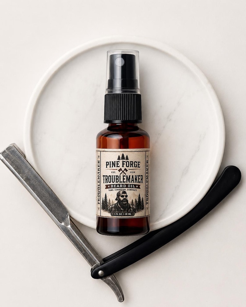 Troublemaker Beard Oil | Amber Woods Scent, Natural Conditioning ...