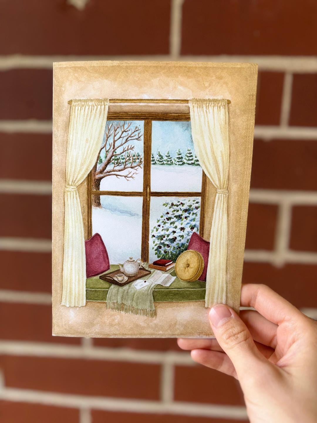 Cozy Winter Window Scene Set of 5 Notecards | Peaceful Snow Scene ...