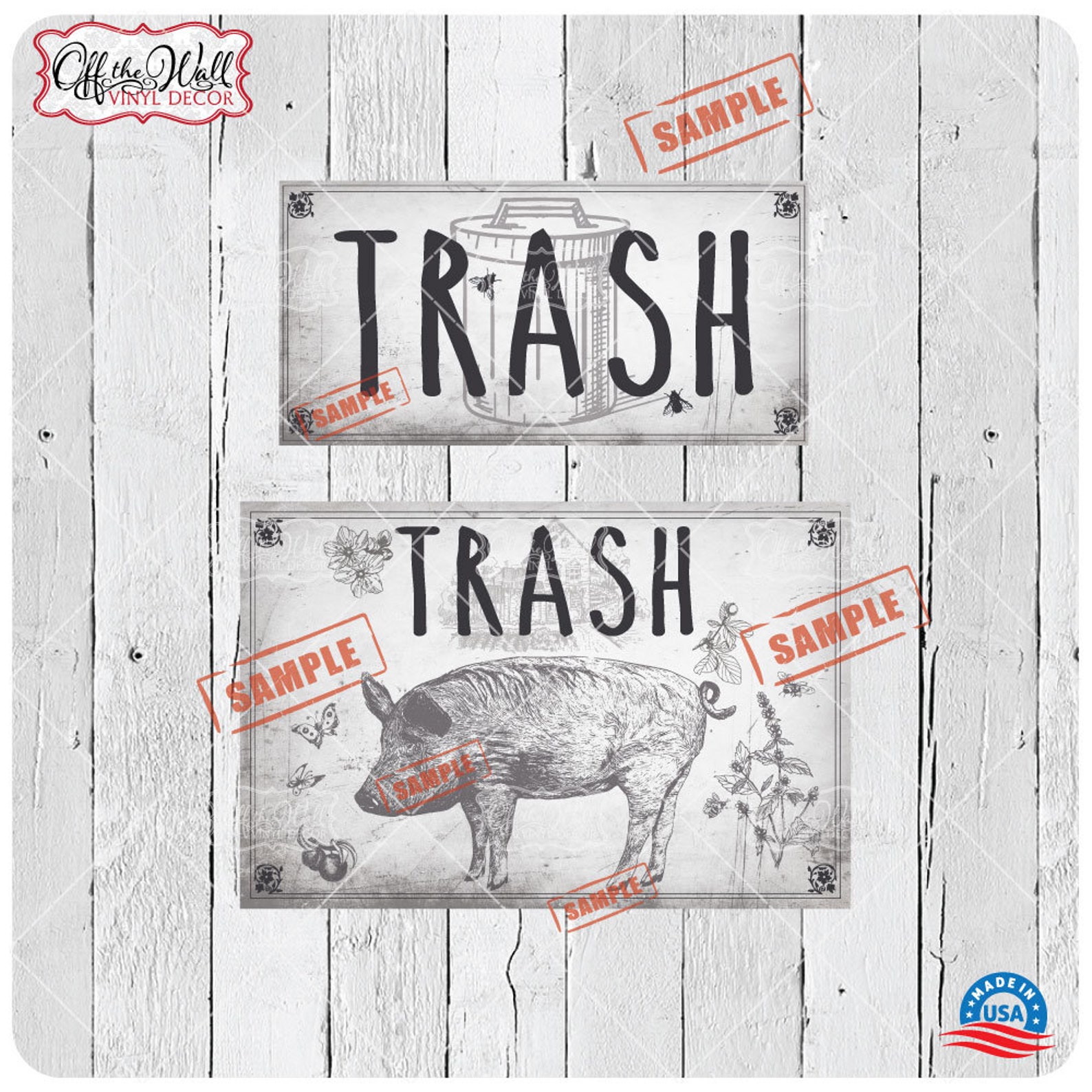 Vintage Farmhouse Styled Country Pig Trash Can and Recycle - Etsy