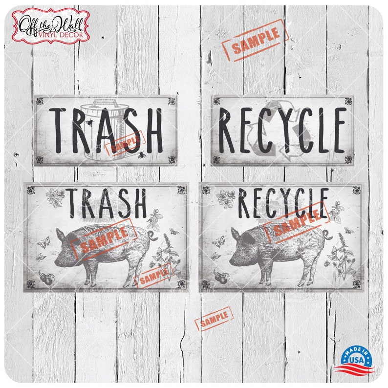 Vintage Farmhouse Styled Country Pig Trash Can and Recycle - Etsy