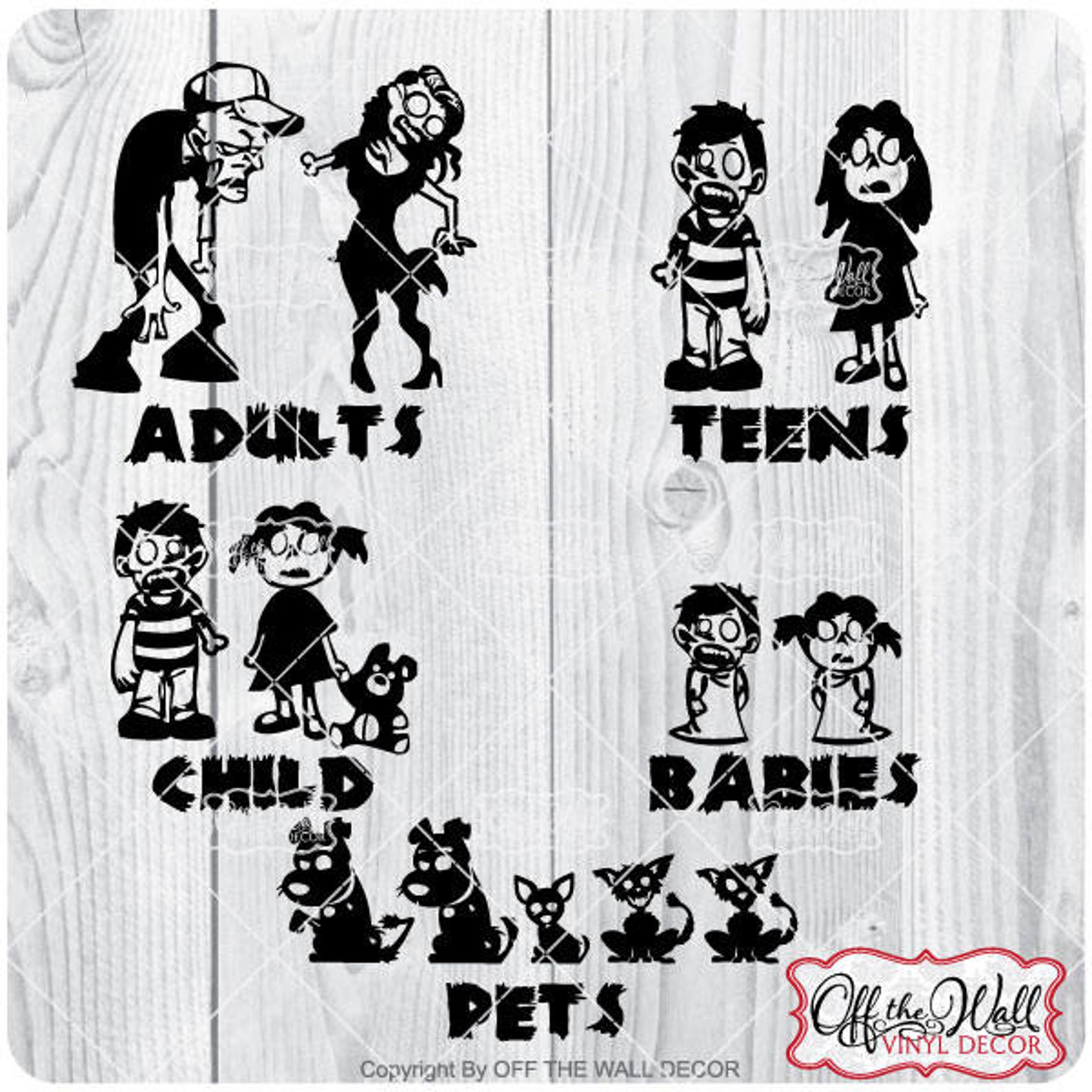 Zombie Family Stick Figure Vinyl Car Decal Sticker - Etsy