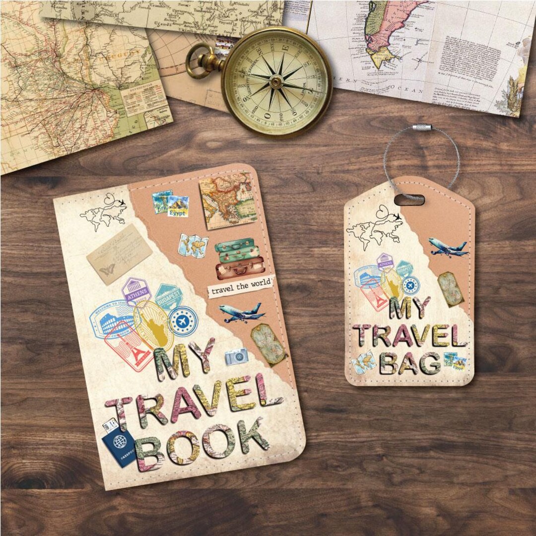 Passport Holder & Luggage Tag | Scrapbook Look | My Travel Book - Etsy