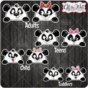 Peek-a-boo PANDA BEAR Family Stick Figure Car Decal Sticker - Etsy