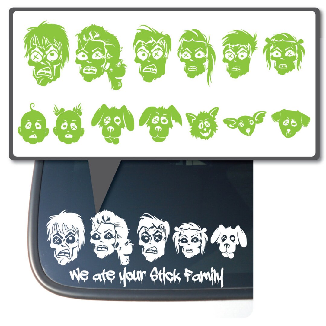 Zombie Family faces Stick Figure Vinyl Car Decal Sticker - Etsy