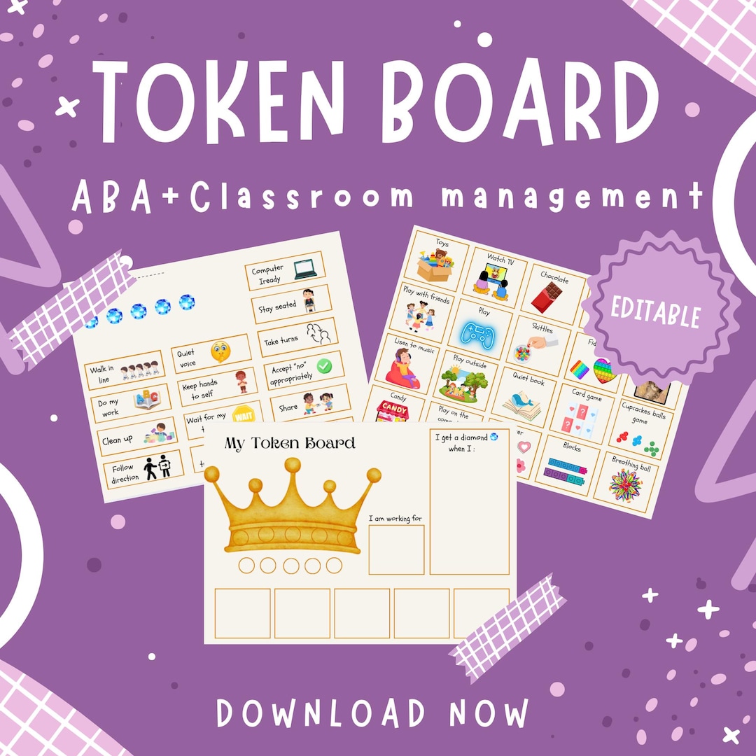 ABA Token Board Set With Reinforcers, Tokens & Behavior Cards – Visual ...