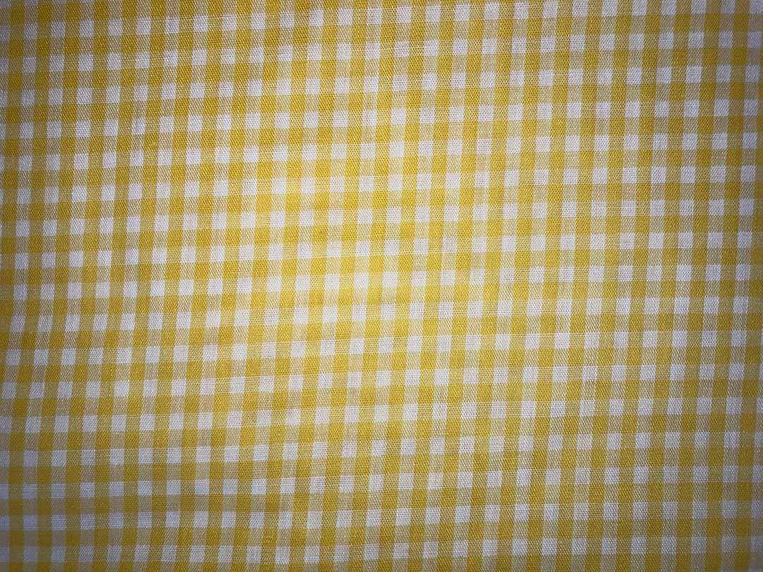 Gingham Fabric, Yellow Gingham Fabric, Vintage Yellow and White Small ...