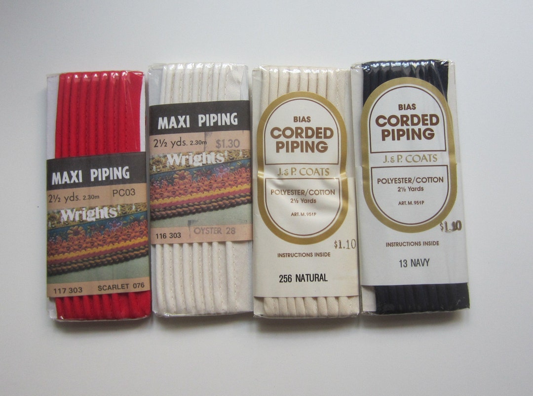 Wright's Maxi Piping, J&P Coats Maxi Piping Trim, Red Piping, Natural ...