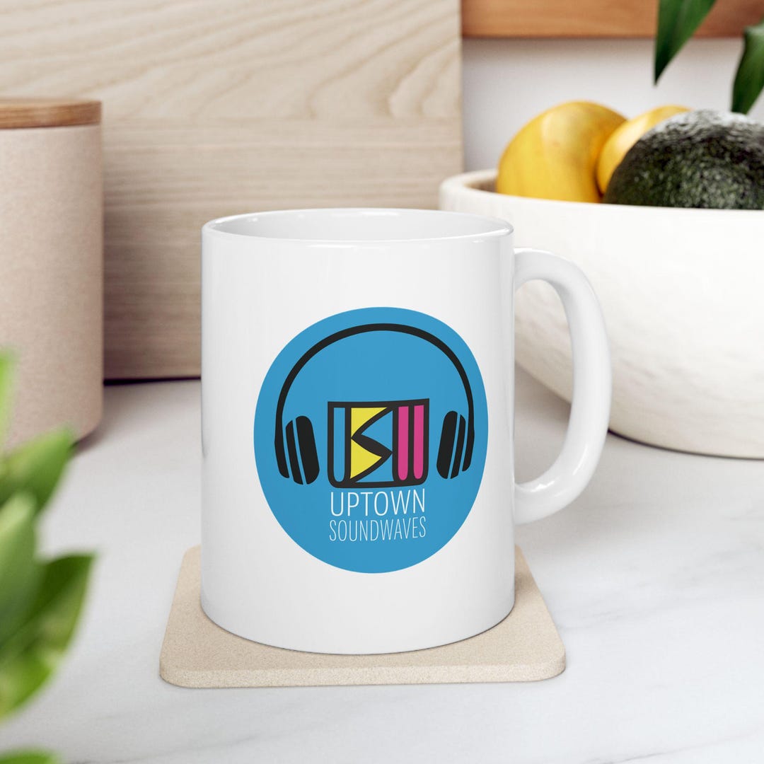 Uptown Soundwaves Logo Mug | Modern Headphones Coffee Cup for Music ...