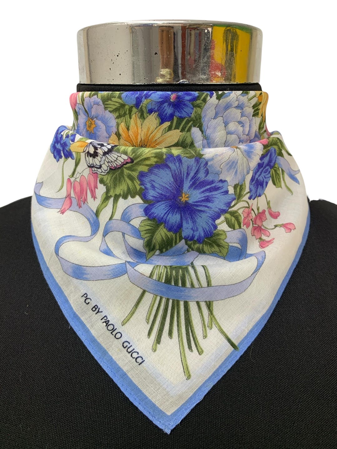 Vintage Paolo Gucci Neckerchief Flower Scarf Neckwear Accessories Paolo ...