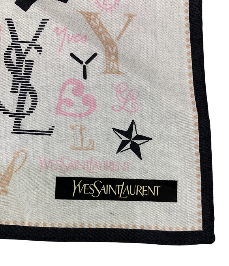 Vintage Yves Saint Laurent Neckerchief White Pink Scarf Neckwear ...