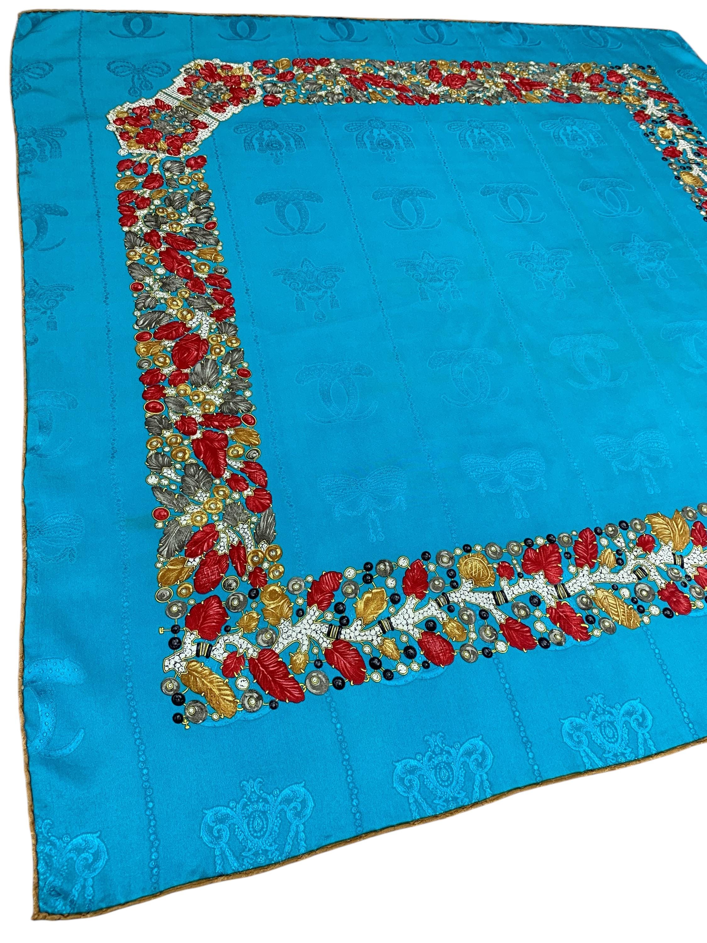 Vintage Must De Cartier Silk Scarf Jacquard Scarves Neckwear Wrap Body ...