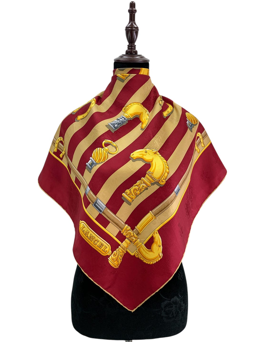 Vintage Lancel Silk Scarf Horse Cane Scarves Neckwear Wrap Body Scarf ...
