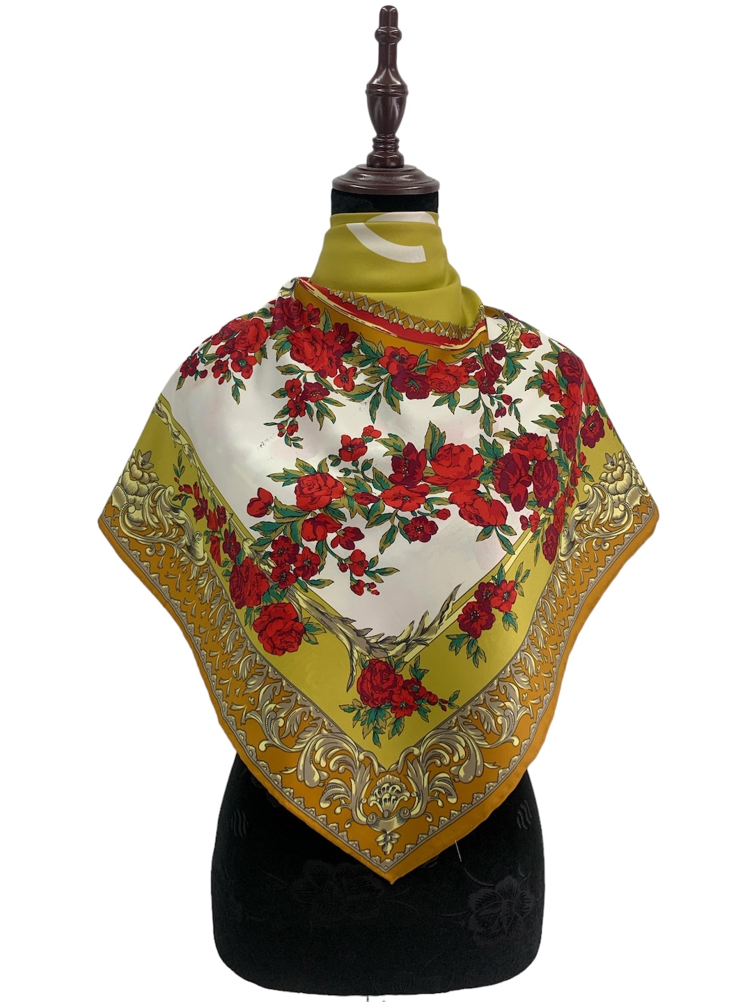 Vintage Chanel Flowers Silk Scarf Classic Scarves Neckwear Wrap Silk ...