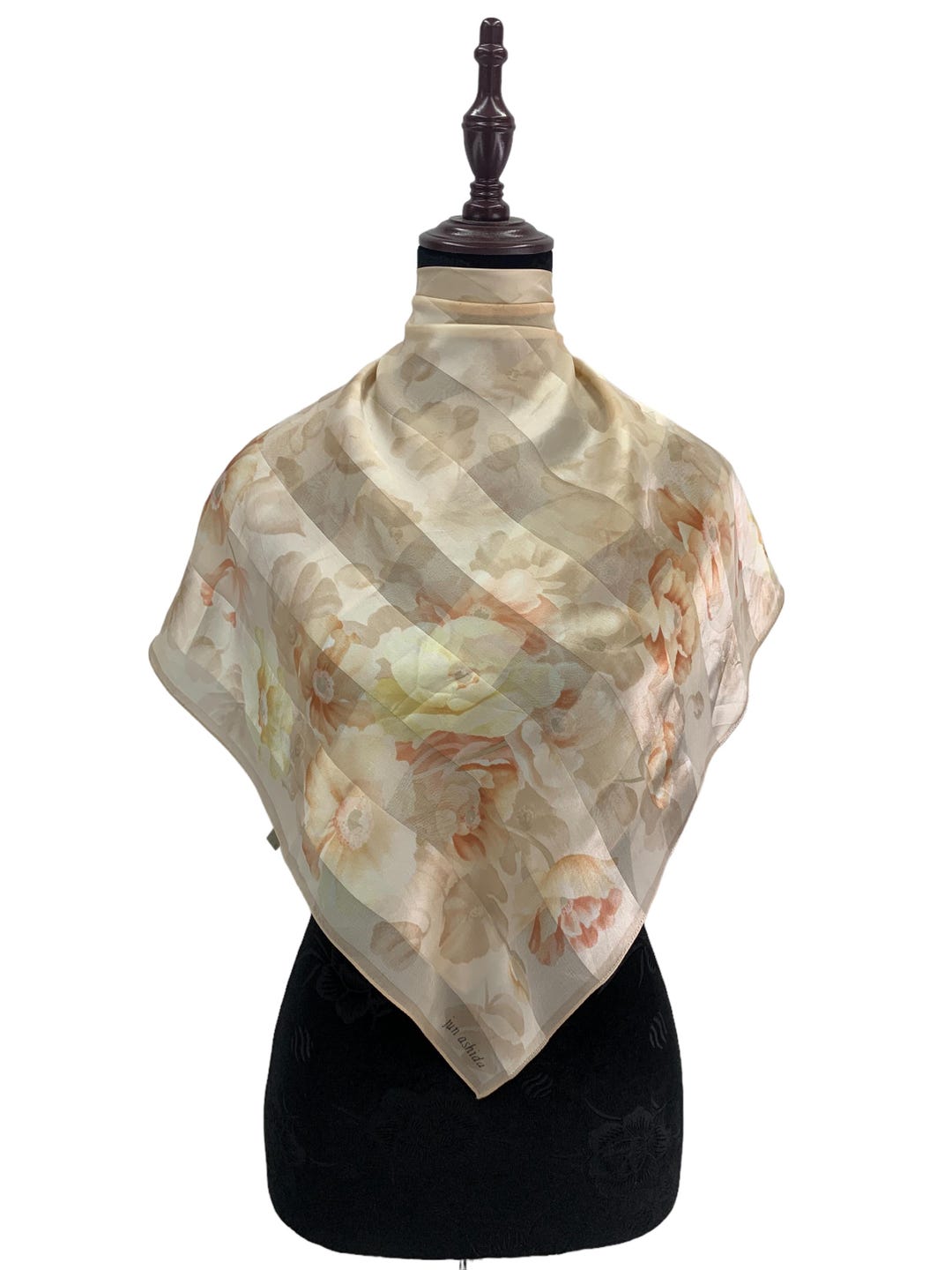 Vintage Jun Ashida Silk Scarf Flower Scarves Neckwear Wrap Silk ...