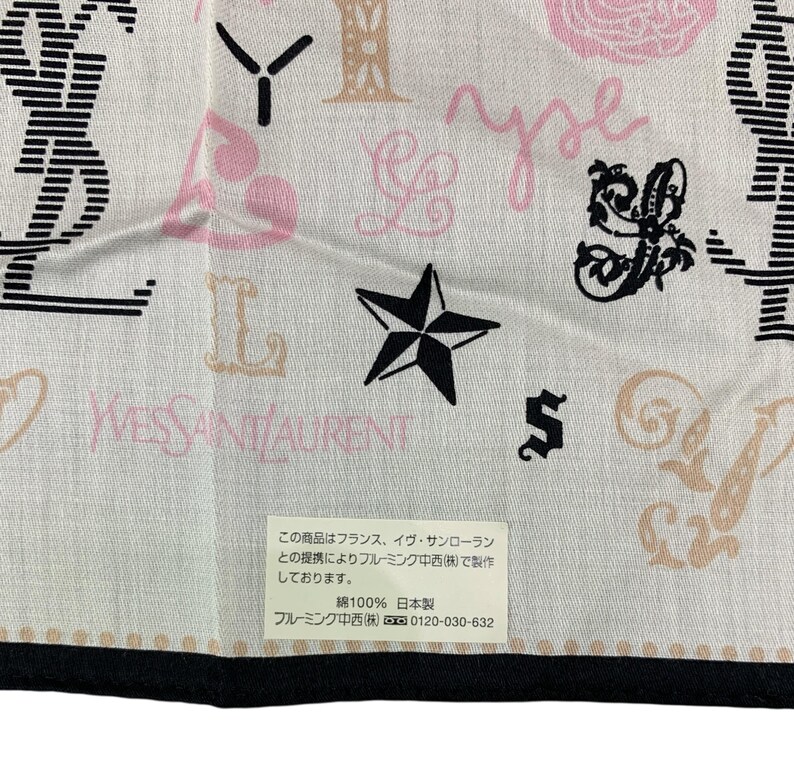 Vintage Yves Saint Laurent Neckerchief White Pink Scarf Neckwear ...