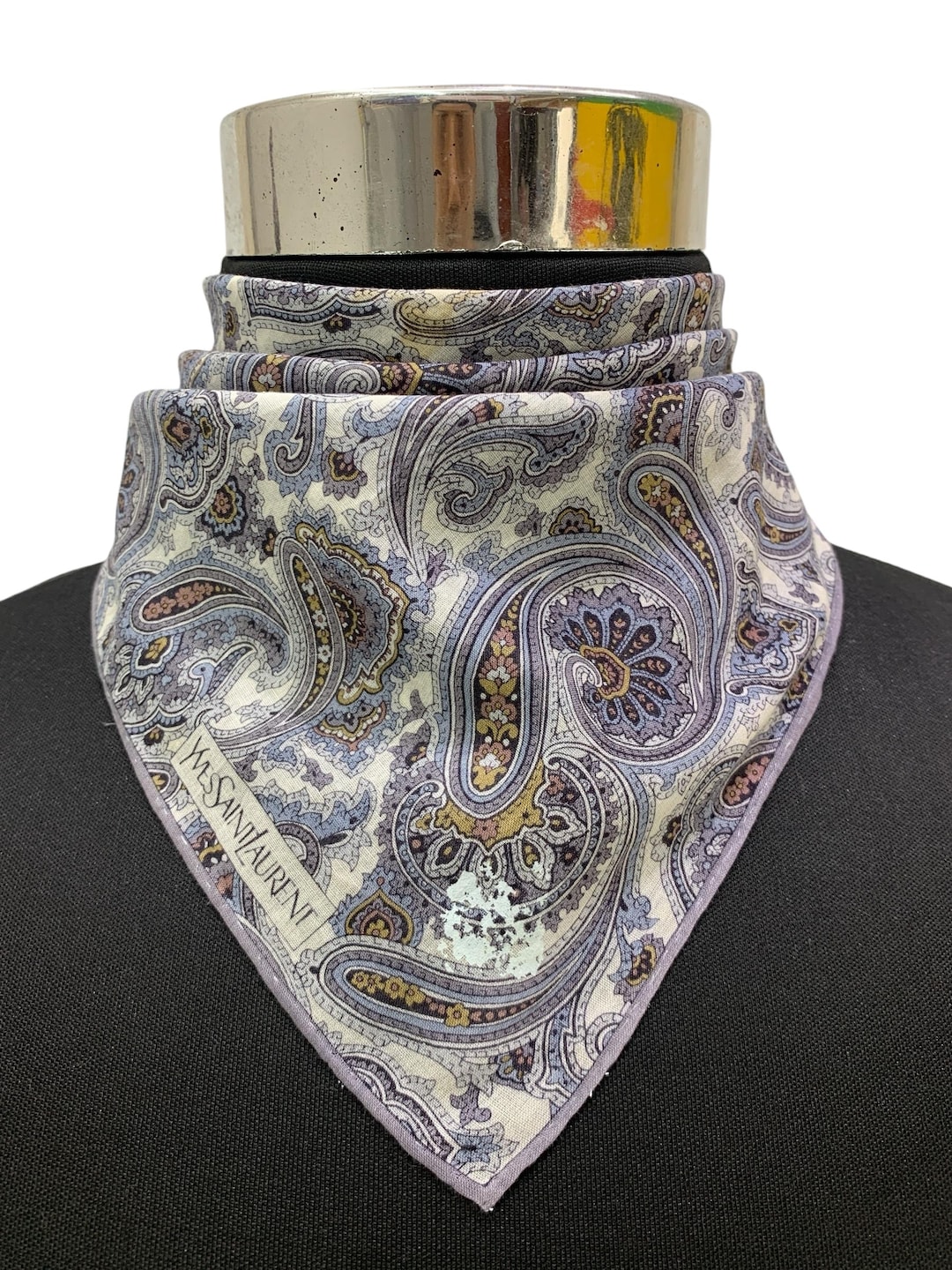 Vintage Yves Saint Laurent Neckerchief Cotton Paisley Scarf Neckwear ...