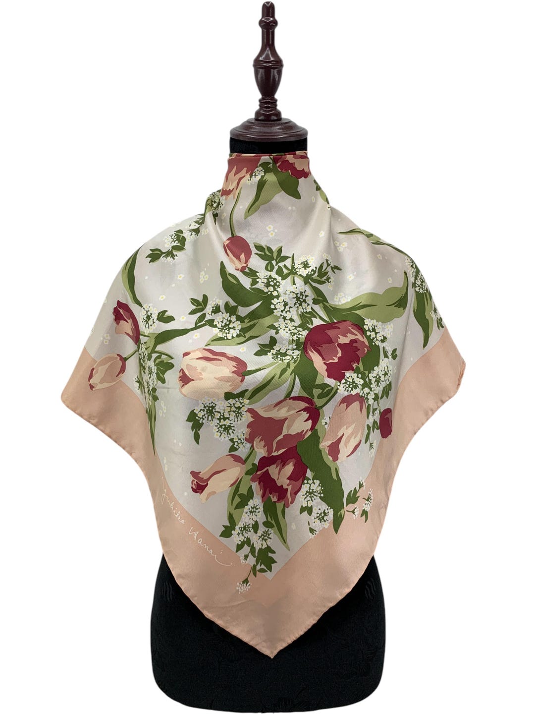 Vintage Yukiko Hanai Silk Scarf Flower Scarves Neckwear Yukiko Hanai ...