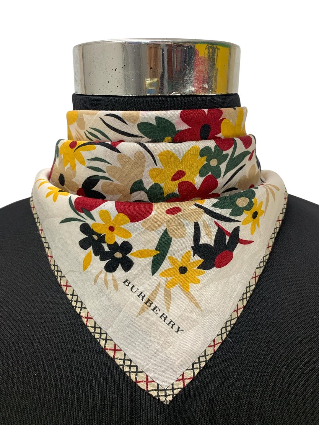 Vintage Burberry Neckerchief Flower Scarf Neckwear Accessories Burberry ...