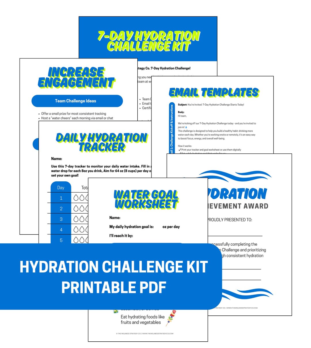 Hydration Challenge Kit: Printable Water Tracker, Email Templates ...