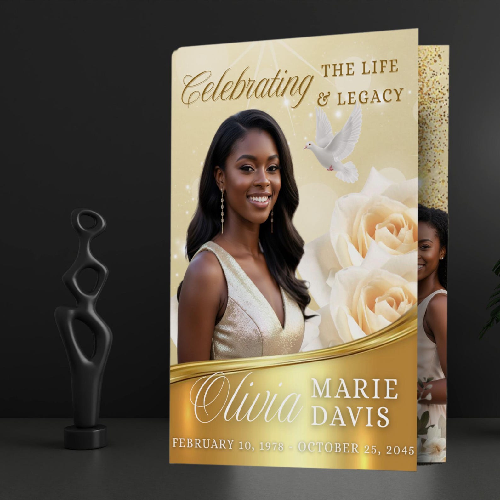Elegant Gold Funeral Program Template: 8-page Memorial (digital ...