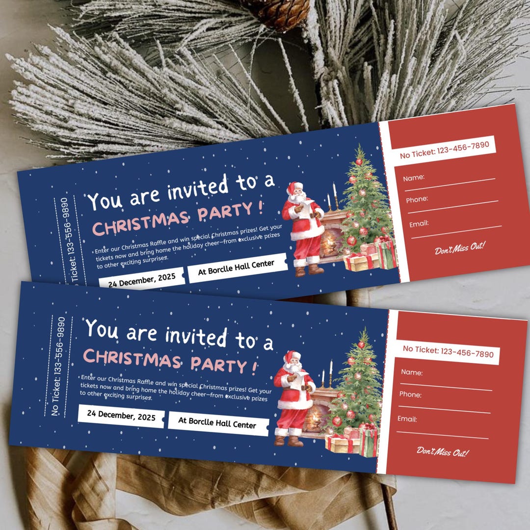 Christmas Event Ticket Canva Template: Winter Wonderland Party (digital ...