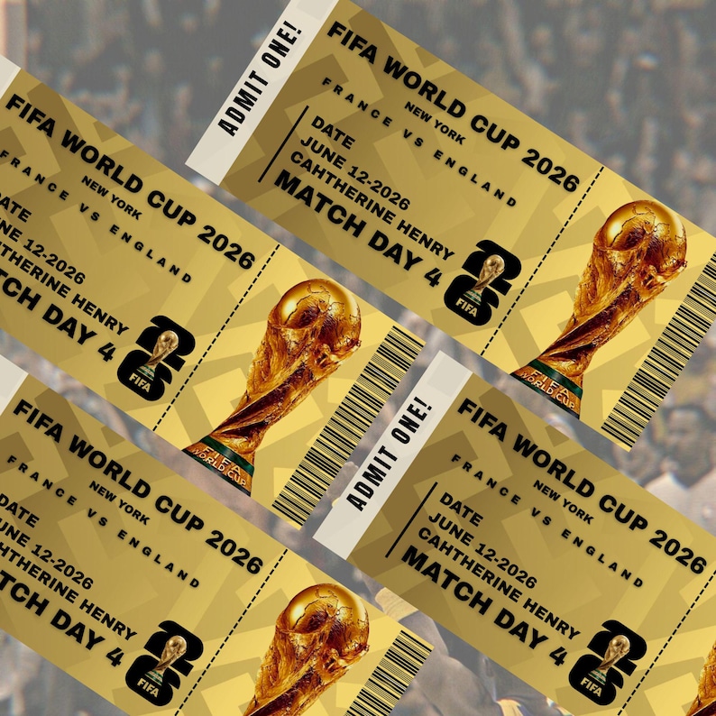 Customized Golden World Cup 2026 Ticket | Matchday Ticket | Editable ...