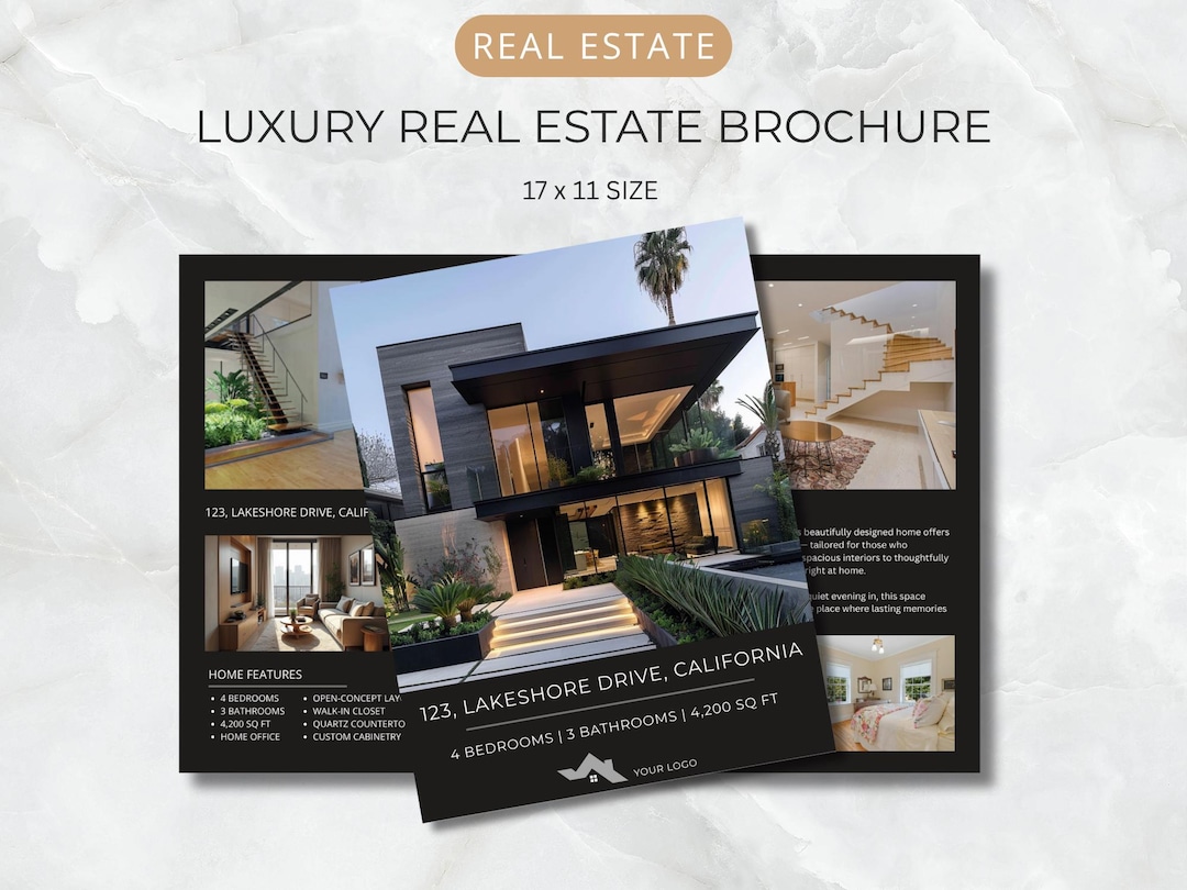 Luxury Real Estate Brochure Template: Modern Bifold Design (canva ...