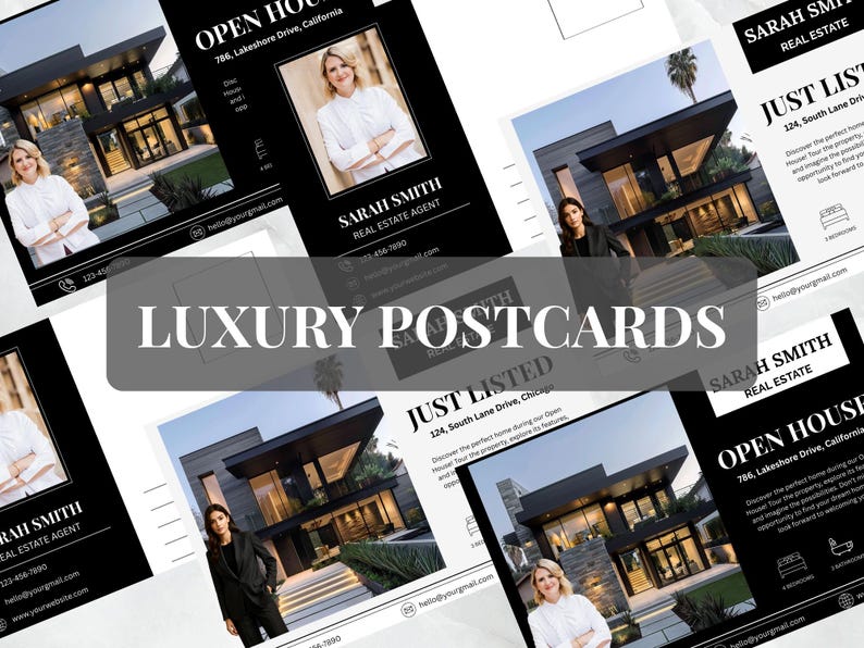 Luxury Real Estate Postcard Template: Open House, Just Listed (canva ...