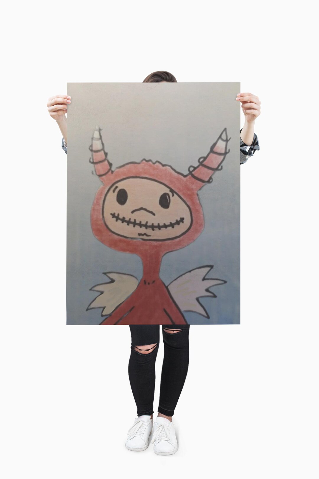 Cute Monster Angel Devil Art Poster, Whimsical Decor, Unique Wall Art ...