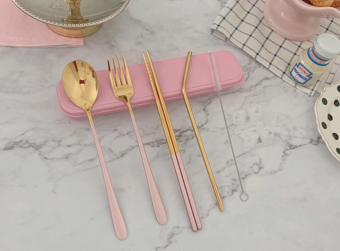 Portable Flatware Set, Reusable Stainless Steel Utensils, Travel ...