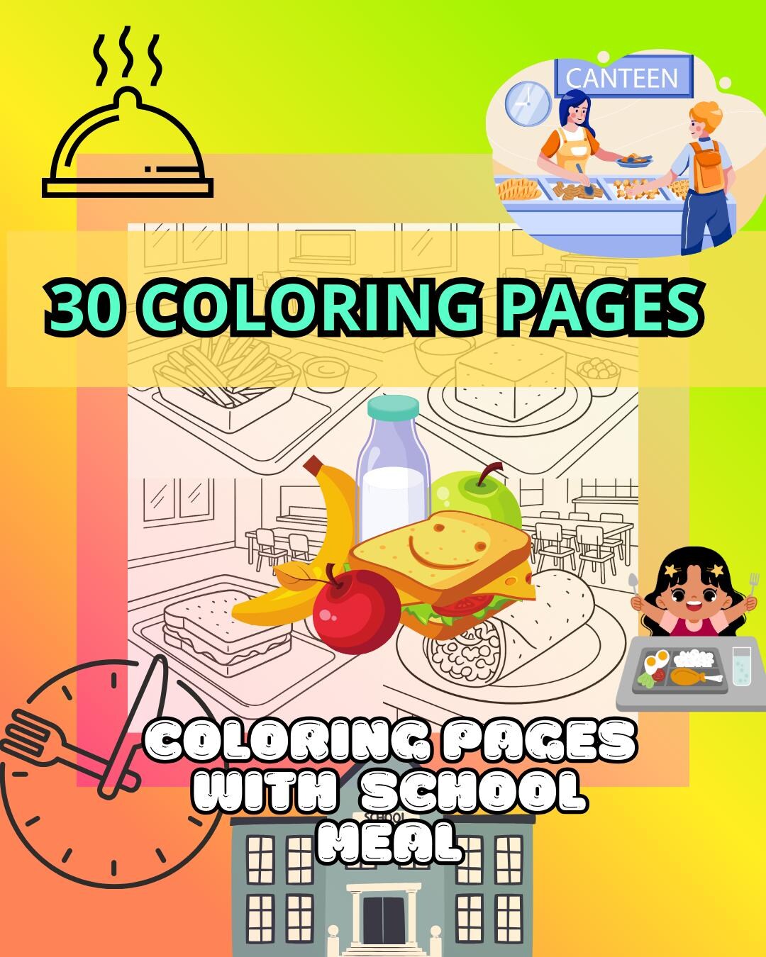 School Meals Coloring Book for Kids: 30+ Printable Pages (PDF Download ...
