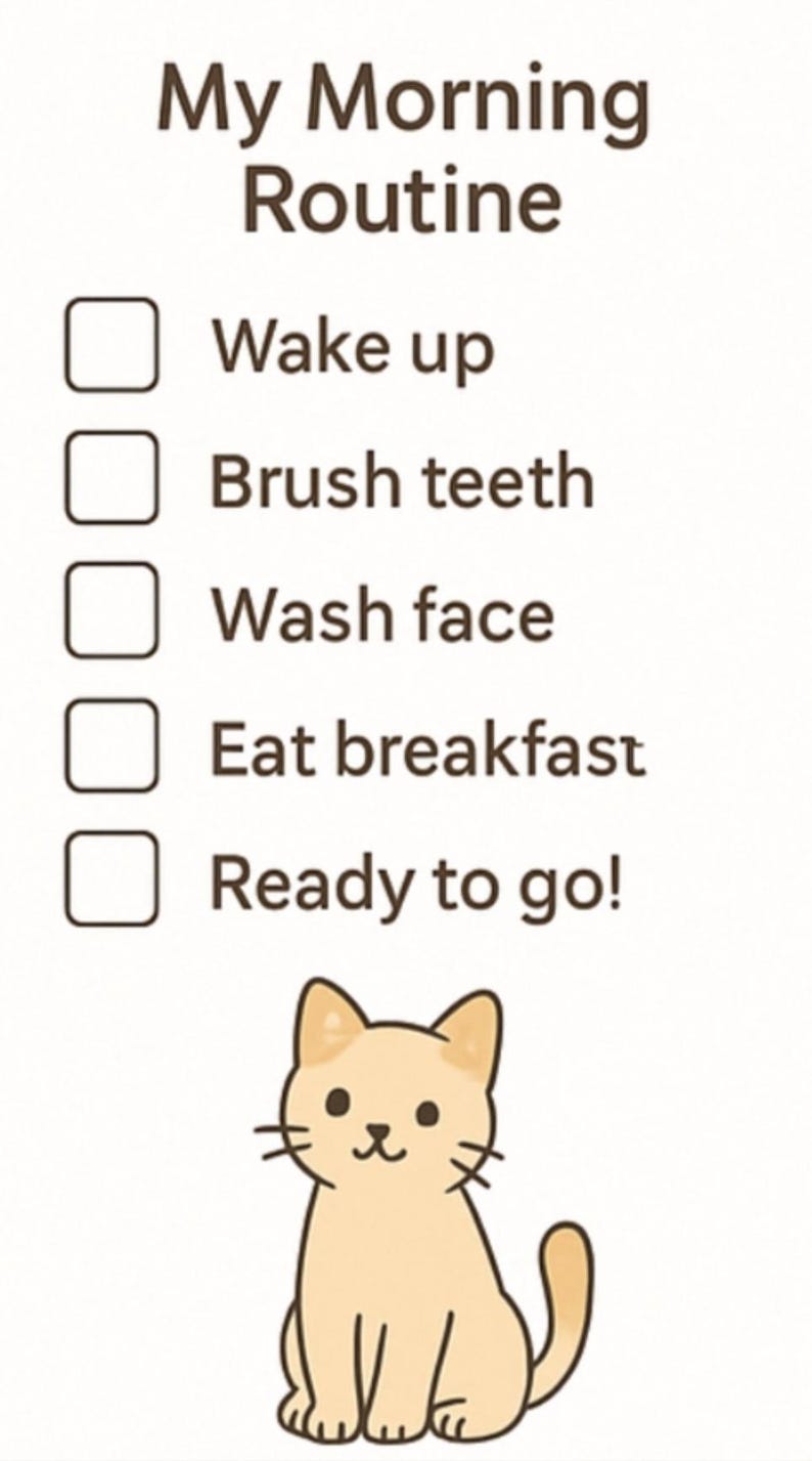 Cat Morning Routine Cards – Printable Visual Schedule for Kids ...